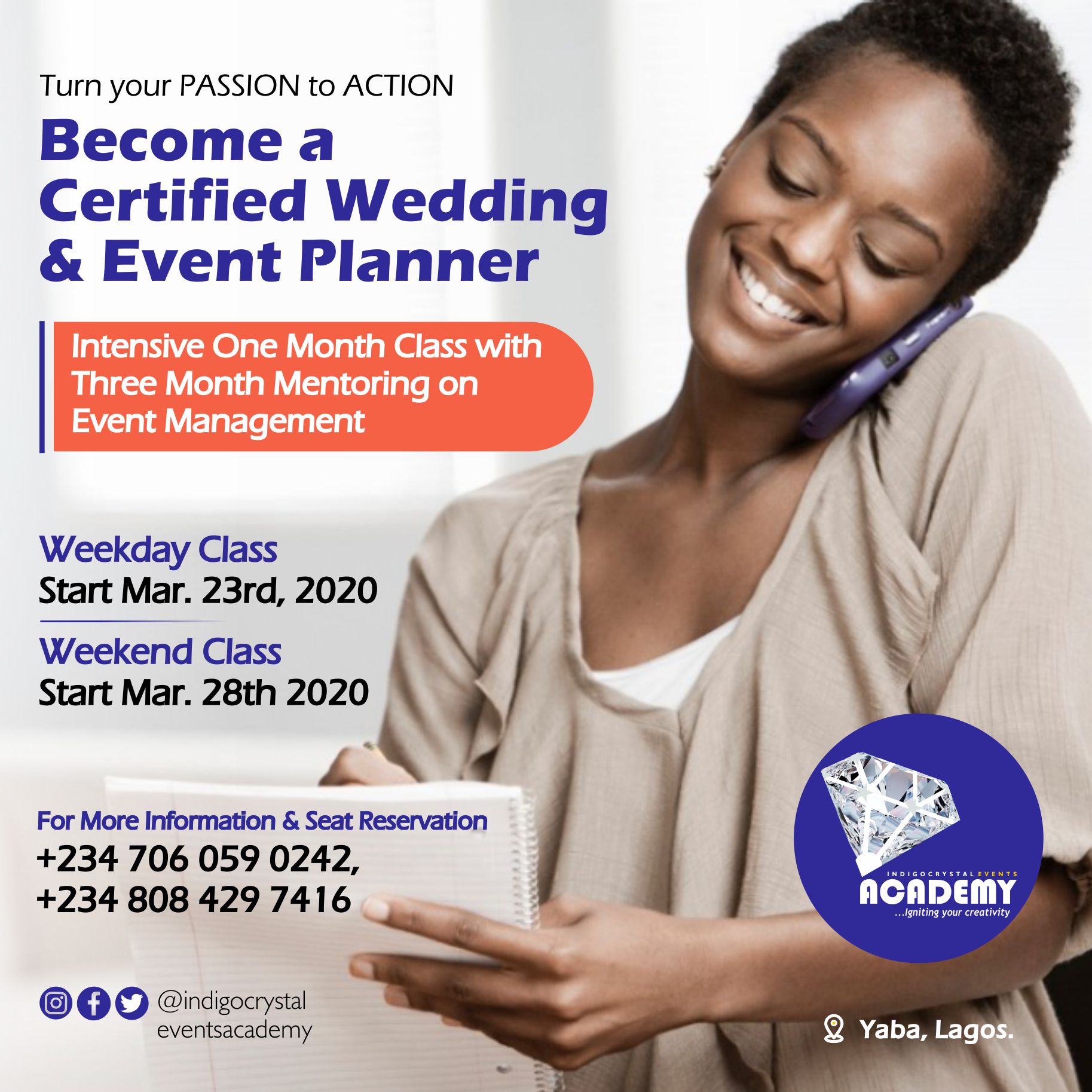 Certified Event Planner & Management Training | Indigocrystal.com.ng